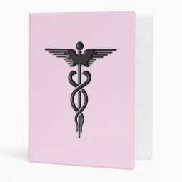 Medical Caduceus on Pink Mini Binder | Zazzle