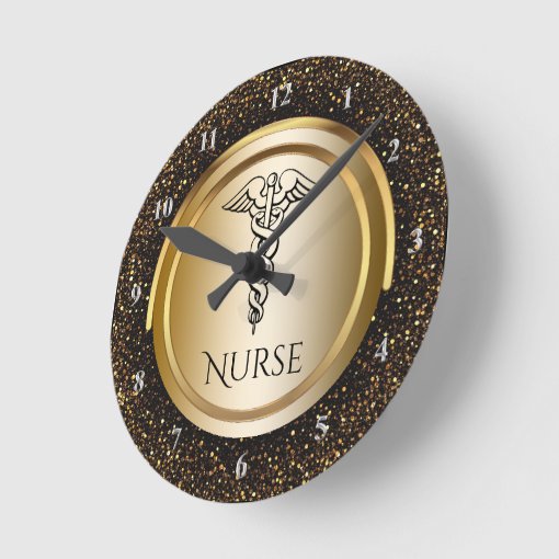 Medical Caduceus Symbol | Nurses Nursing RN Round Clock | Zazzle
