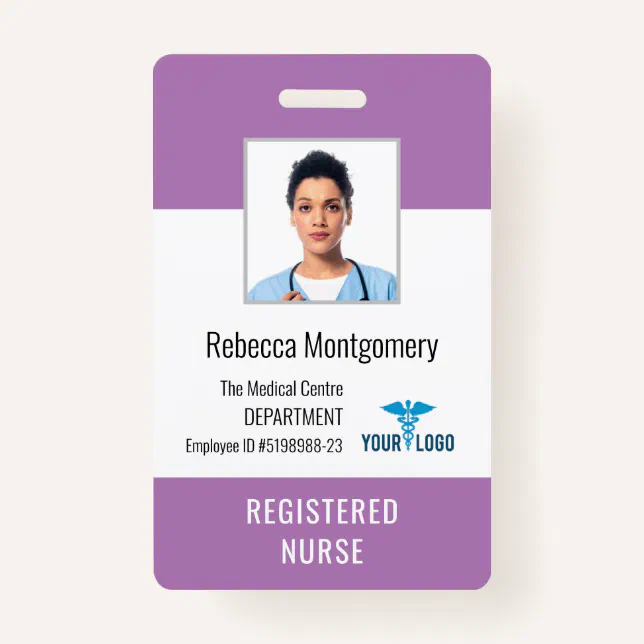 Medical Center Registered Nurse Photo ID Badge | Zazzle