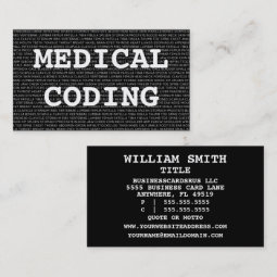 Medical Coding Medical Words Business Card | Zazzle