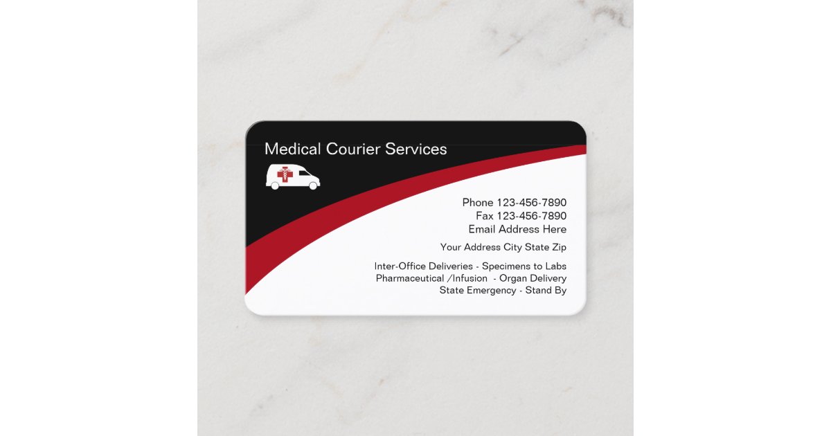 Medical Courier Services Business Card | Zazzle