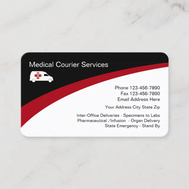 Medical Courier Services Business Card | Zazzle