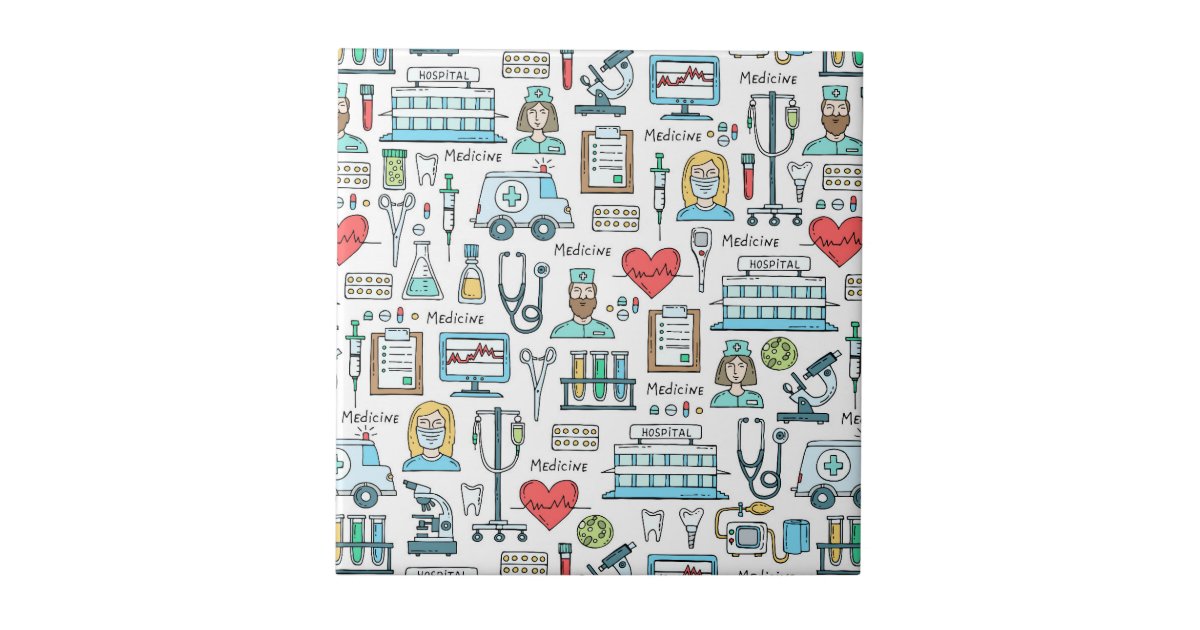 Medical Design Pattern Ceramic Tile | Zazzle