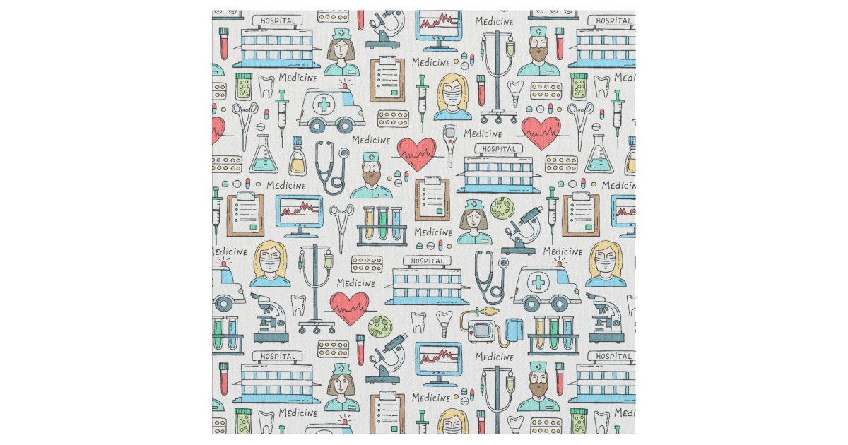 Medical Design Pattern Fabric | Zazzle
