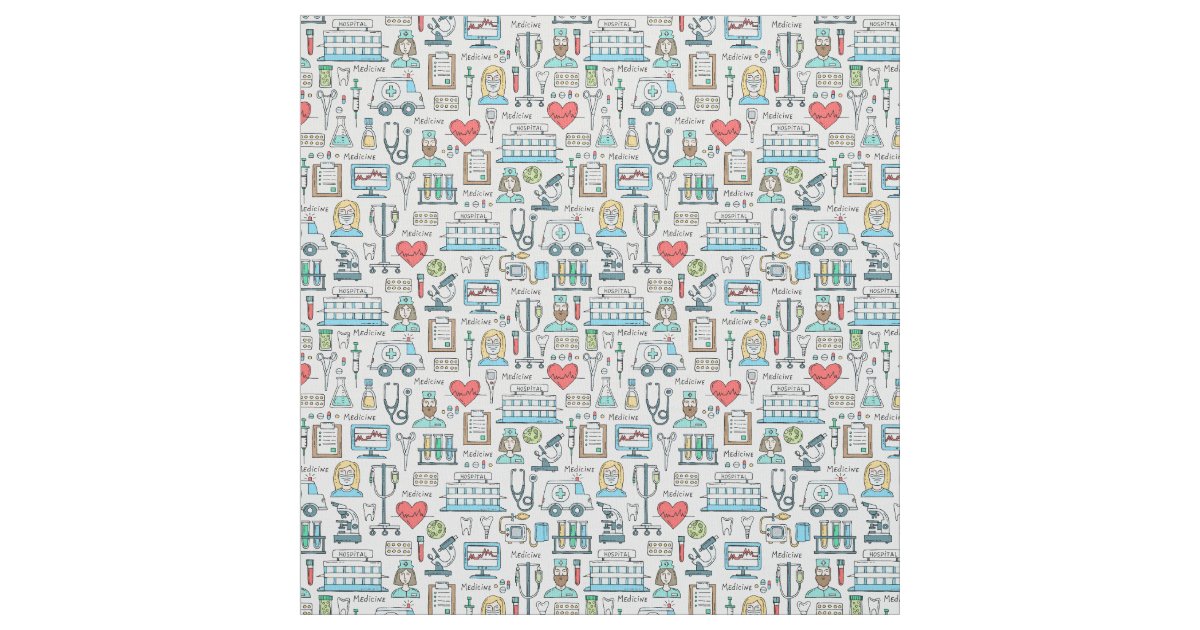Medical Design Pattern Fabric | Zazzle
