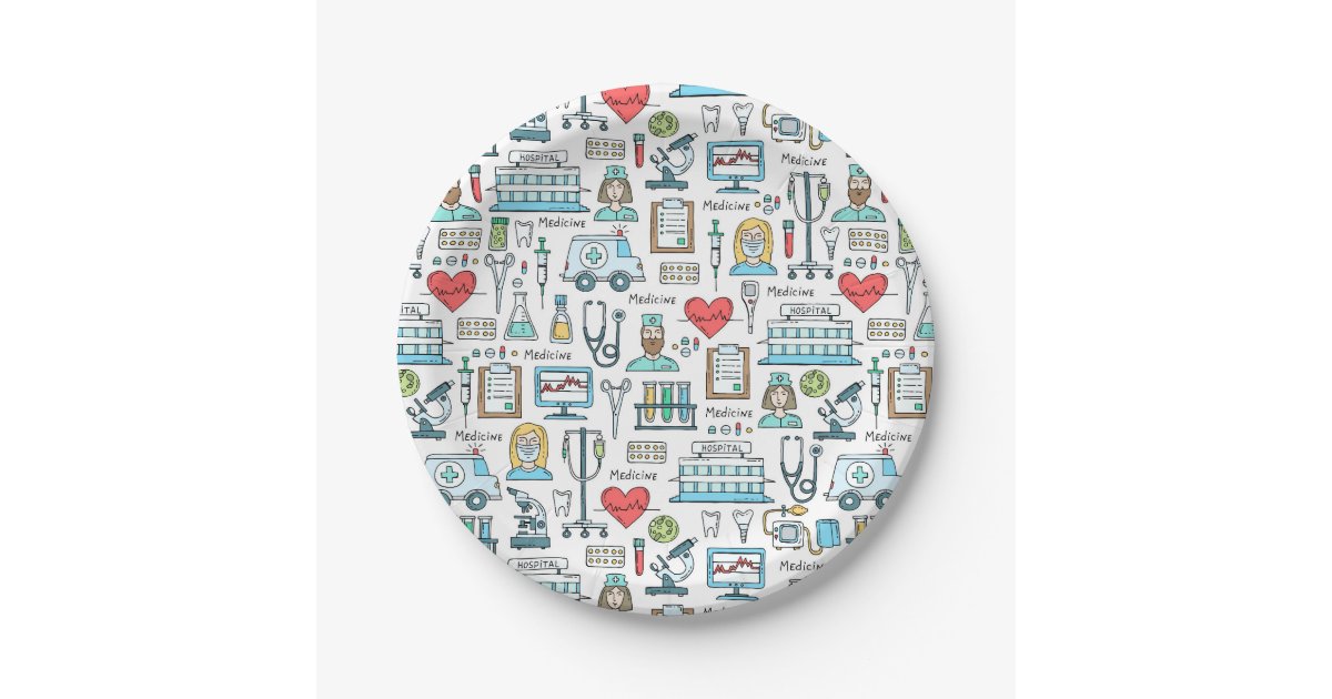 Medical Design Pattern Paper Plates | Zazzle
