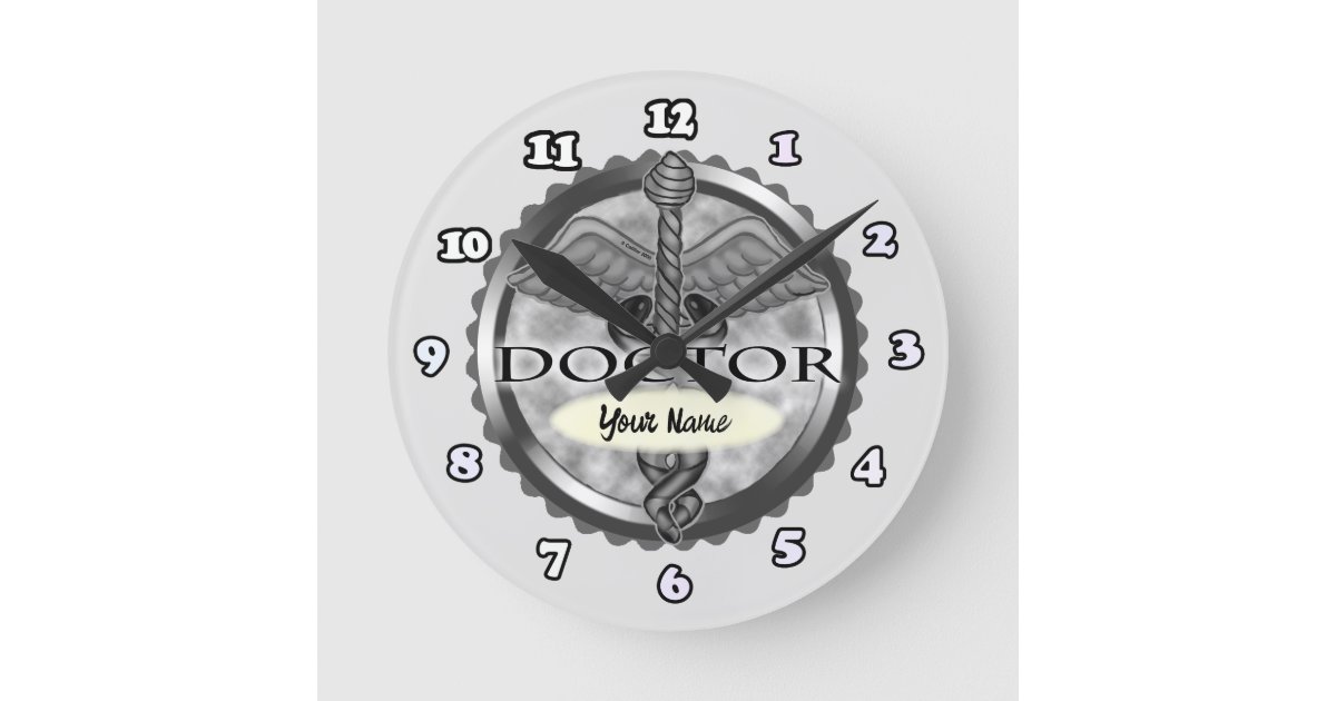 Medical Doctor Caduceus Round Clock | Zazzle