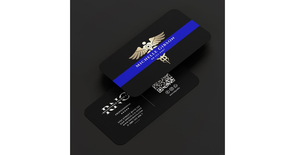 Medical Doctor First Responder EMS Blue Caduceus Business Card | Zazzle