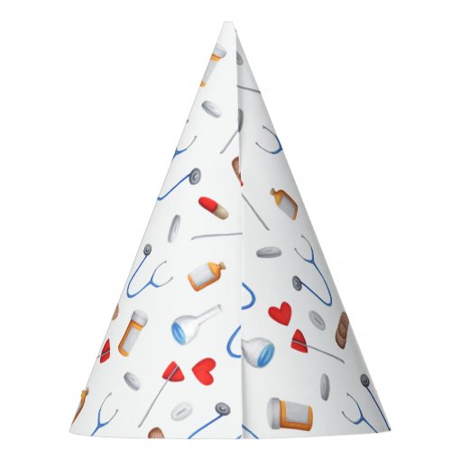 Medical doctor nurse graduation pattern paper party hat | Zazzle