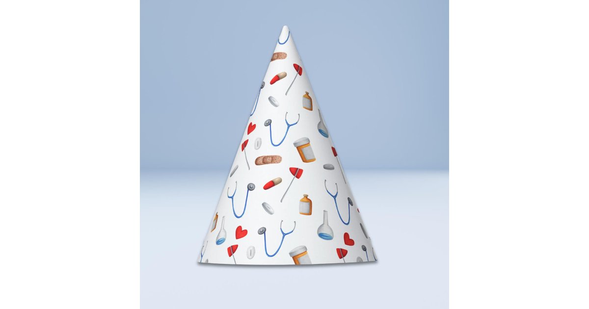 Medical doctor nurse graduation pattern paper party hat | Zazzle