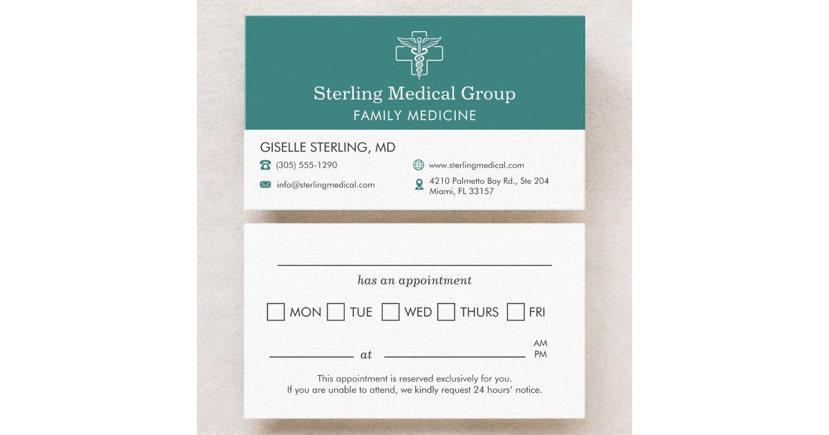 Medical Doctor Office Appointment Business Card | Zazzle