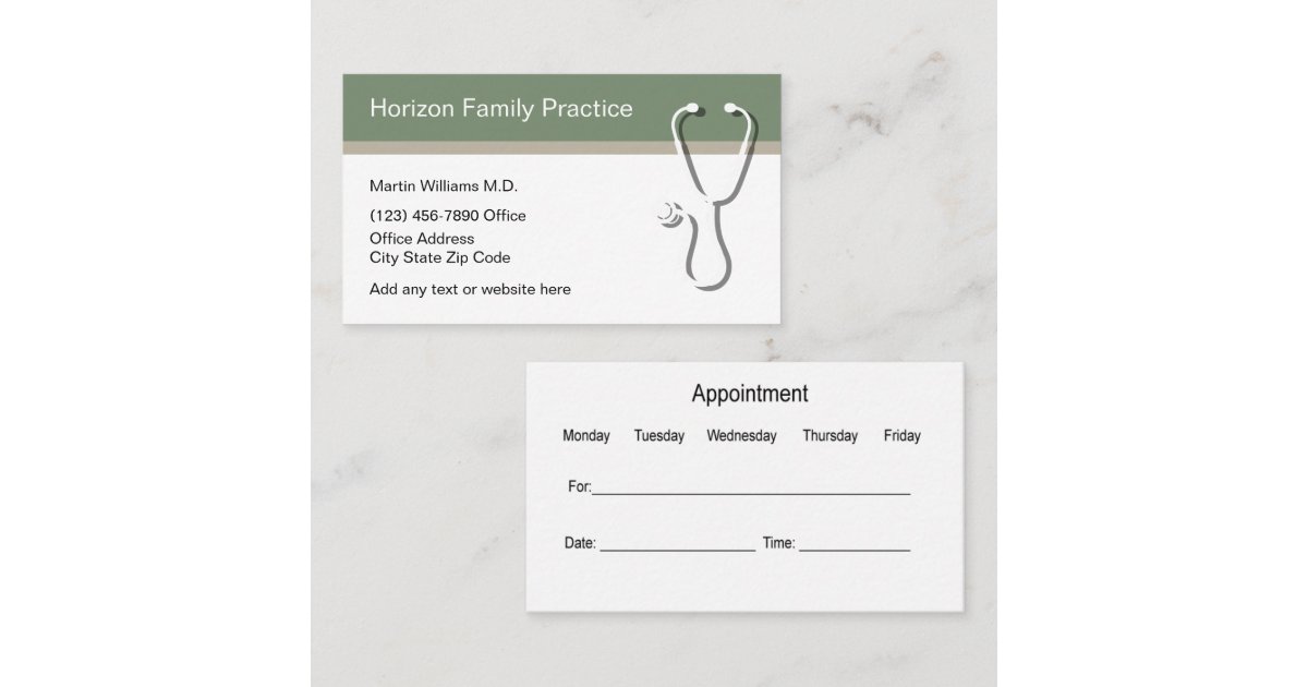 Medical Doctor Office Appointment Business Cards | Zazzle