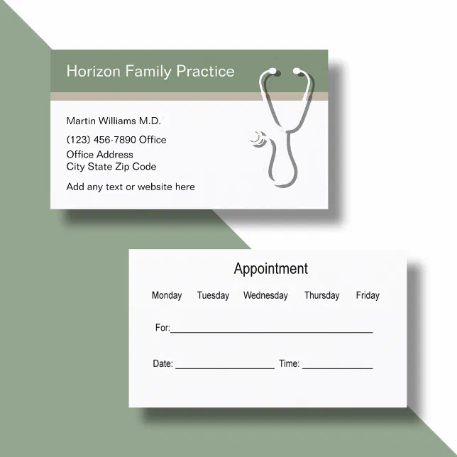 Medical Doctor Office Appointment Business Cards | Zazzle
