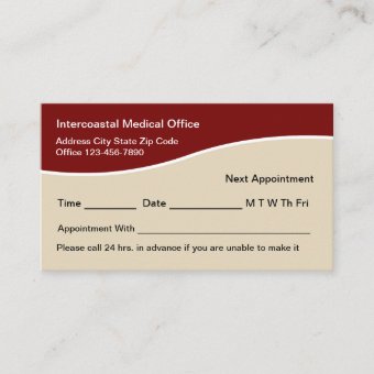 Medical Doctor Office Appointment Cards | Zazzle