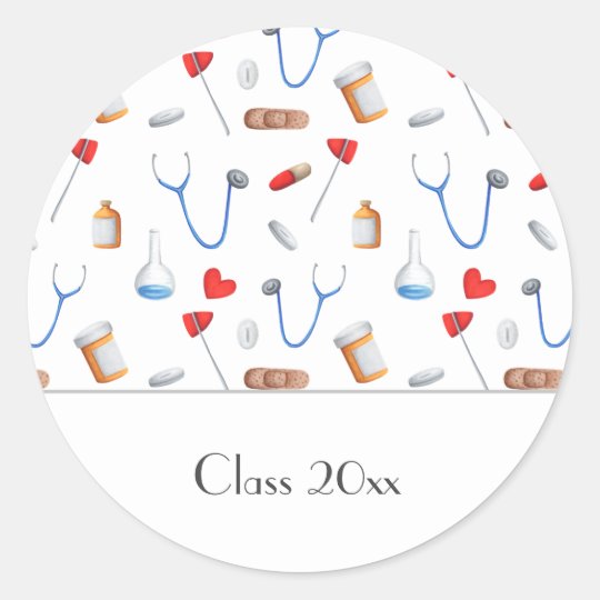 Medical Doctor or Nurse Graduation Class Classic Round Sticker | Zazzle.com