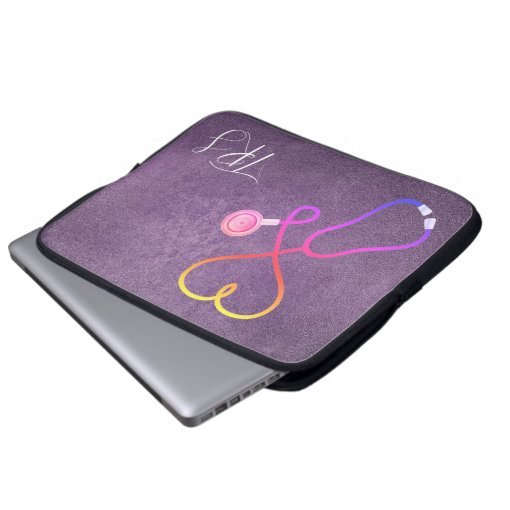 Medical Doctor or Nurse Purple Glitter Laptop Sleeve | Zazzle