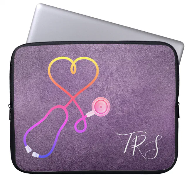 Medical Doctor or Nurse Purple Glitter Laptop Sleeve | Zazzle