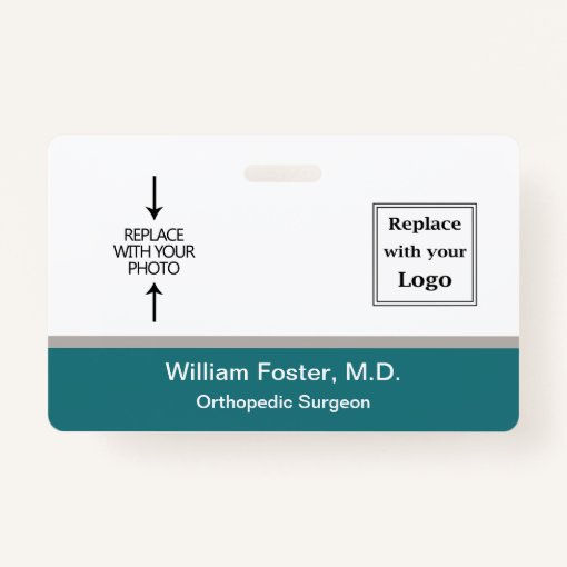 Medical Doctor Photo Logo Template ID Badges | Zazzle