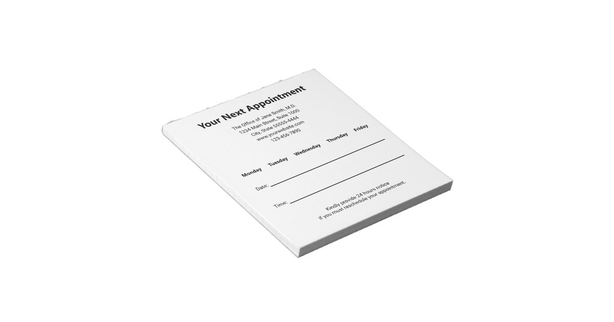 Medical Doctor Your Next Appointment Reminder Notepad | Zazzle