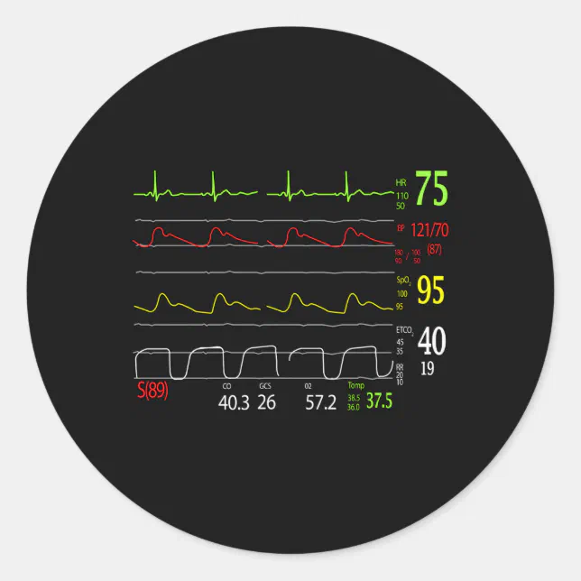 Medical Ecg Ekg He Rate Monitor Classic Round Sticker | Zazzle
