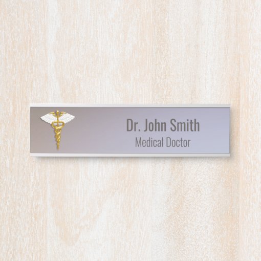 Medical Elegant Gold Caduceus White Wings Door Sign | Zazzle