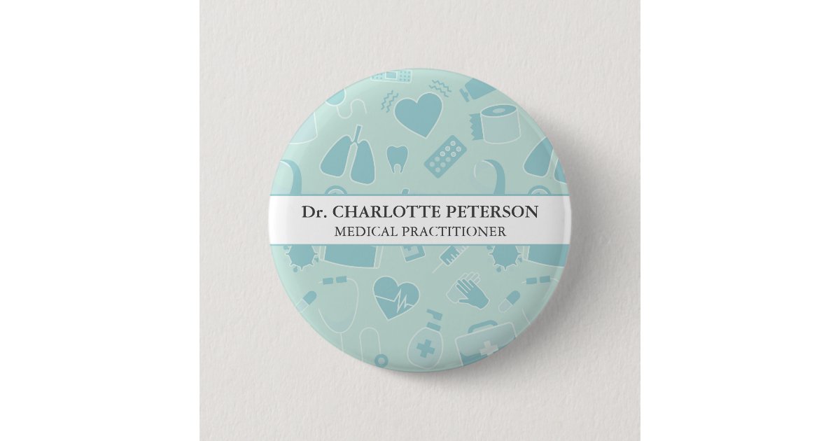 Medical Elements Doctor Name Tag Custom Button | Zazzle