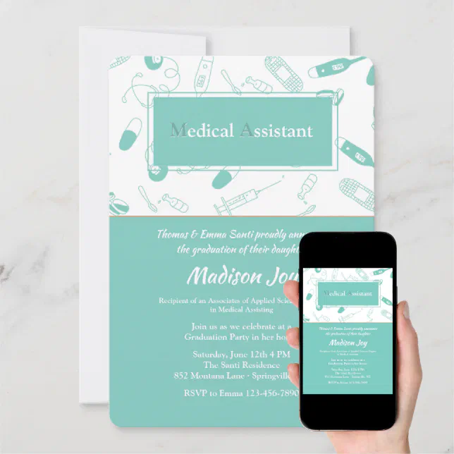 Medical Elements Graduation Invitation | Zazzle