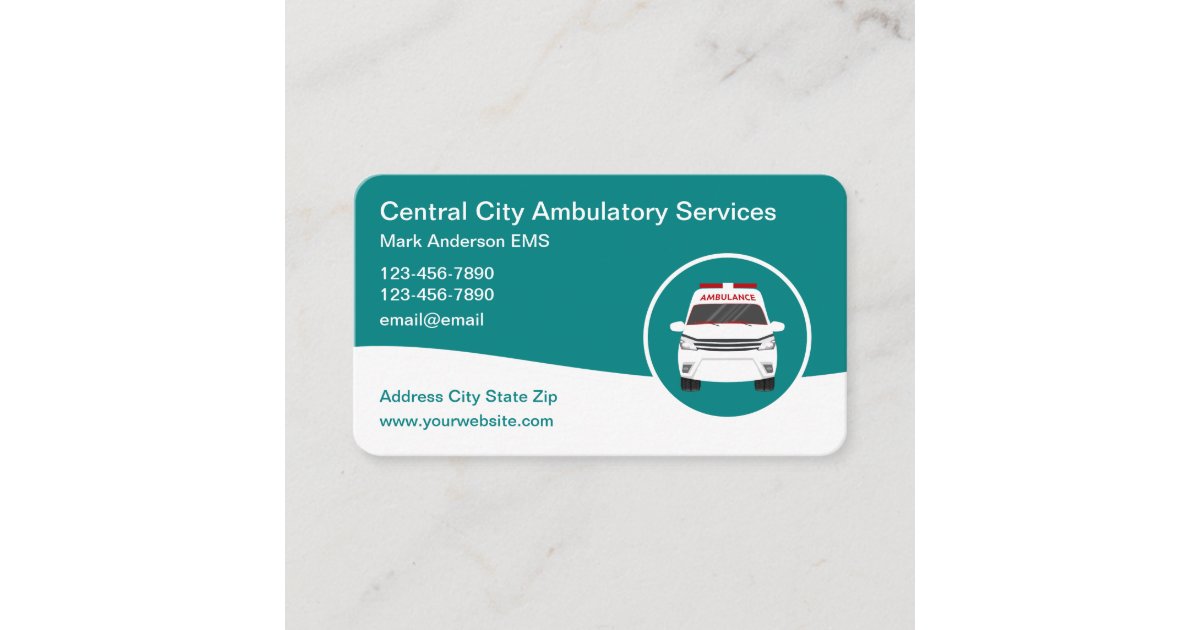 Medical Emergency Ambulance EMS Business Card | Zazzle