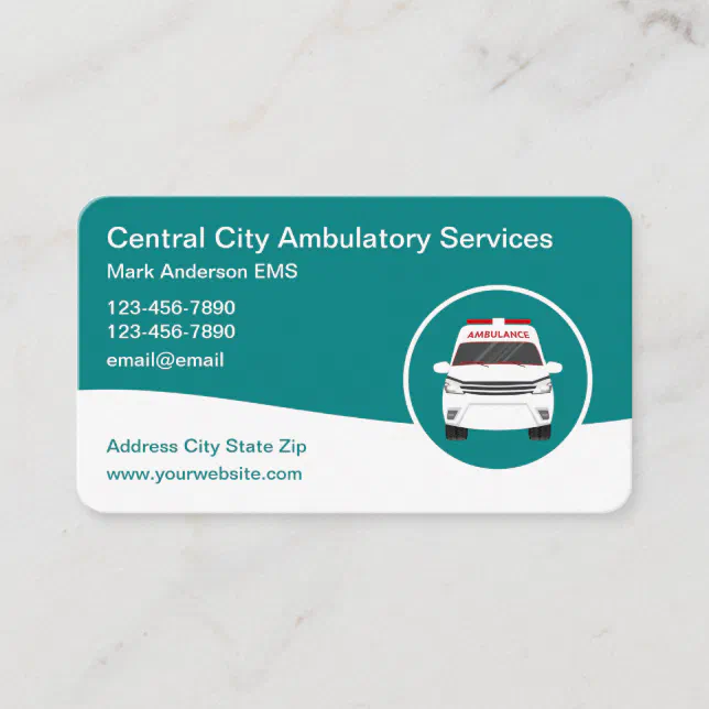 Medical Emergency Ambulance EMS Business Card | Zazzle