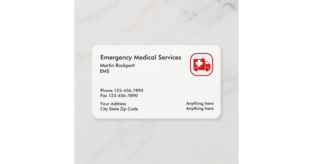 Medical Emergency EMS Ambulance Business Card | Zazzle.com