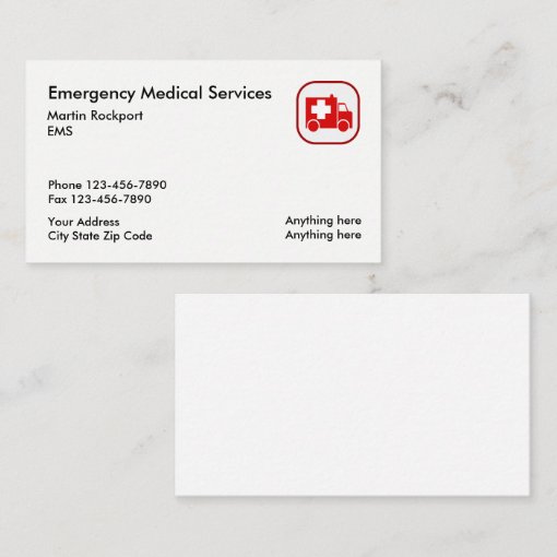 Medical Emergency EMS Ambulance Business Card | Zazzle