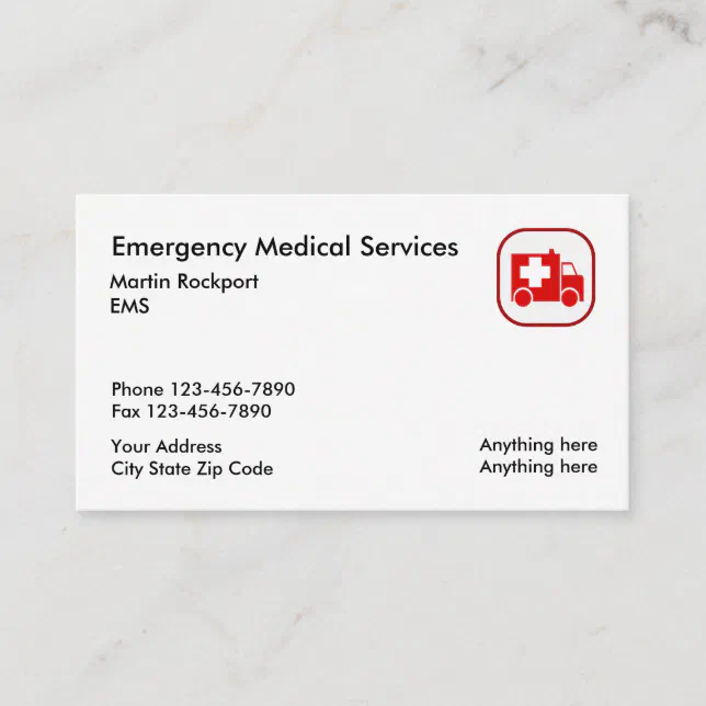 Medical Emergency EMS Ambulance Business Card | Zazzle