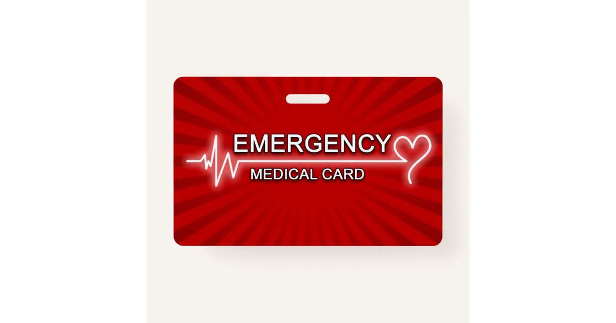 Medical Emergency ID Card Badge | Zazzle