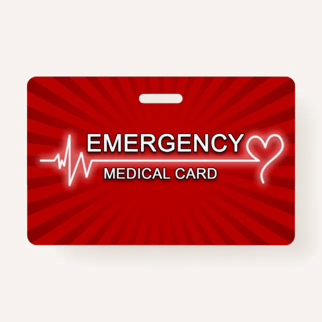 Medical Emergency ID Card Badge | Zazzle