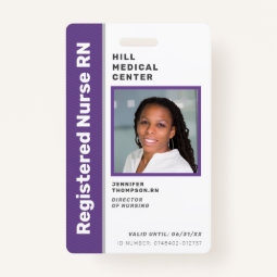 Medical Employee Purple Photo ID Badge | Zazzle