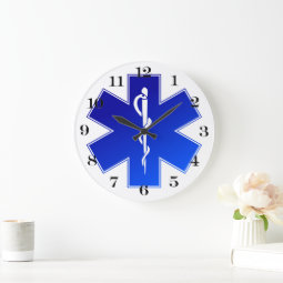Medical EMS Symbol Large Clock | Zazzle