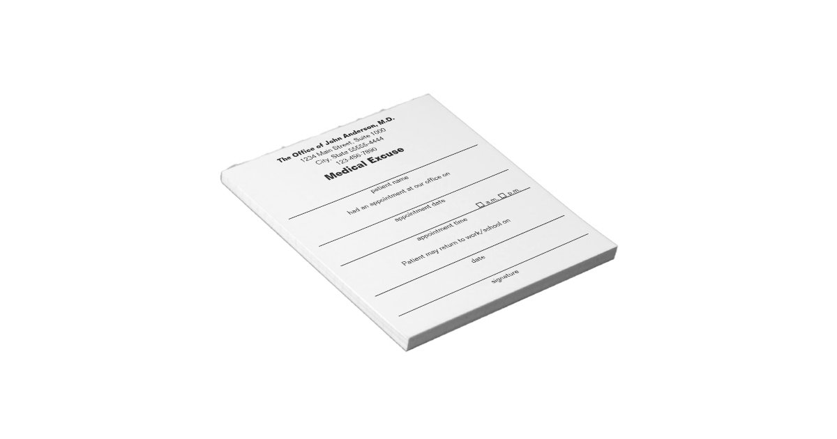 Medical Excuse Doctor's Sick Note for Patients | Zazzle