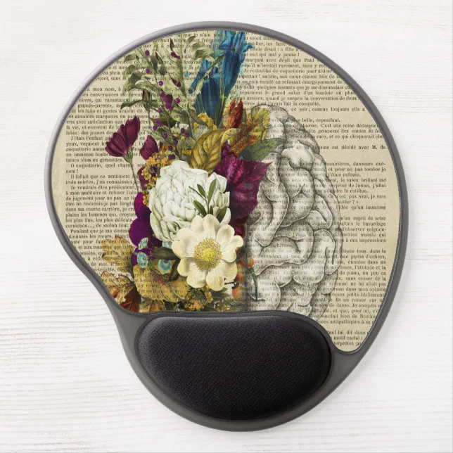 medical floral brain anatomy poster gel mouse pad | Zazzle