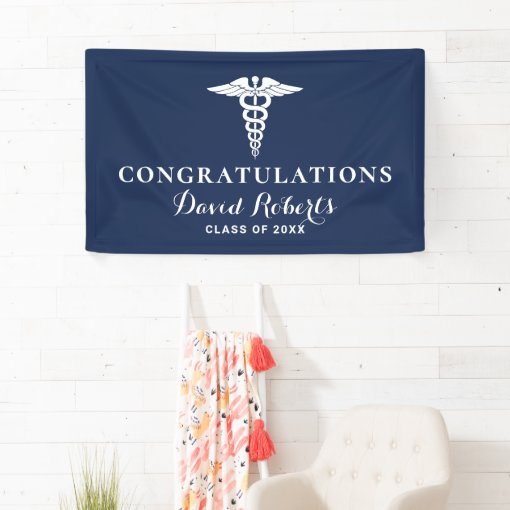Medical Graduation Navy Blue Banner | Zazzle