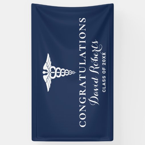 Medical Graduation Navy Blue Banner | Zazzle