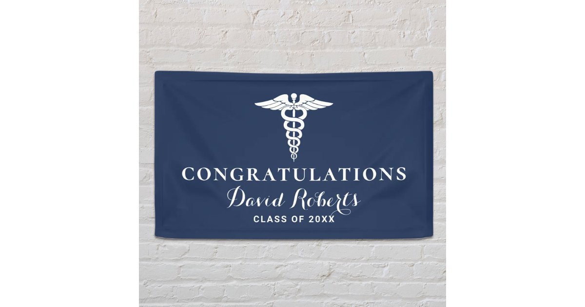 Medical Graduation Navy Blue Banner | Zazzle