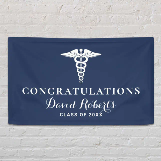 Medical Graduation Navy Blue Banner | Zazzle