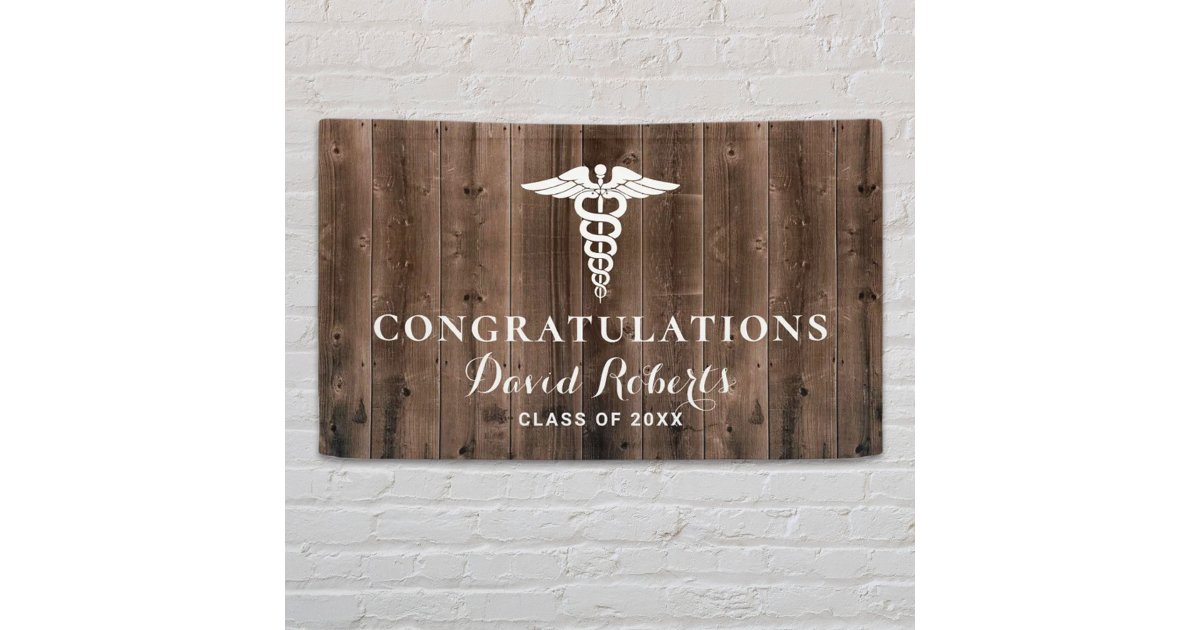 Medical Graduation Rustic Barn Wood Background Banner | Zazzle