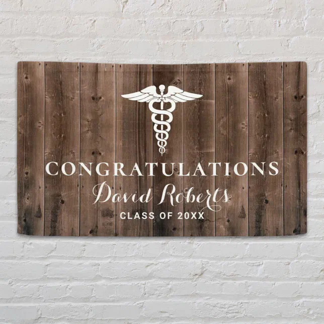 Medical Graduation Rustic Barn Wood Background Banner | Zazzle