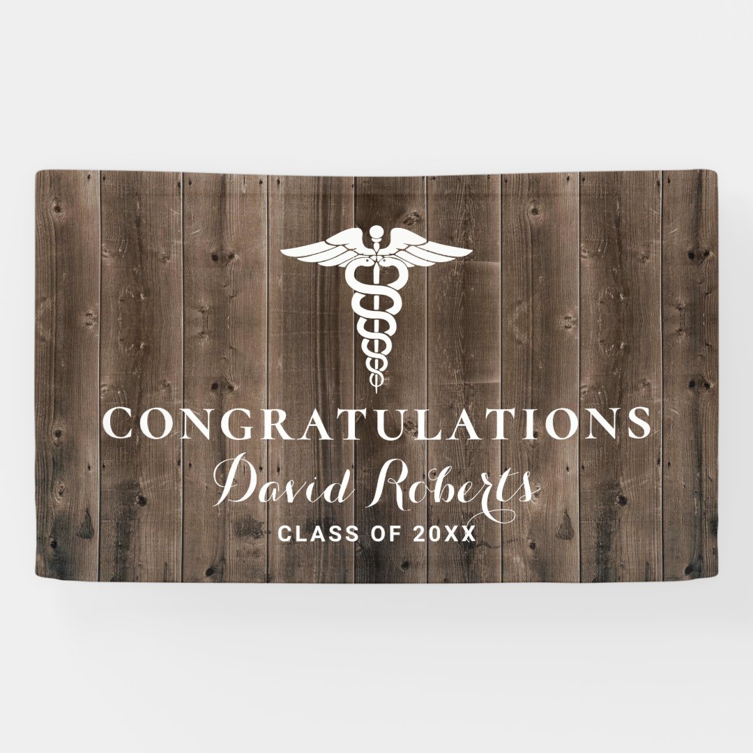 Medical Graduation Rustic Barn Wood Background Banner | Zazzle