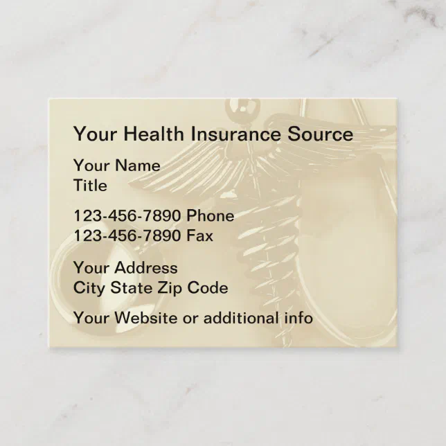 Medical Health Insurance Large Format Business Card | Zazzle
