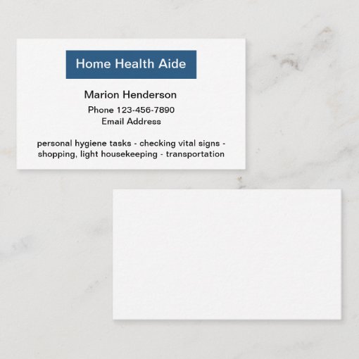 Medical Home Health Aide Business Card | Zazzle