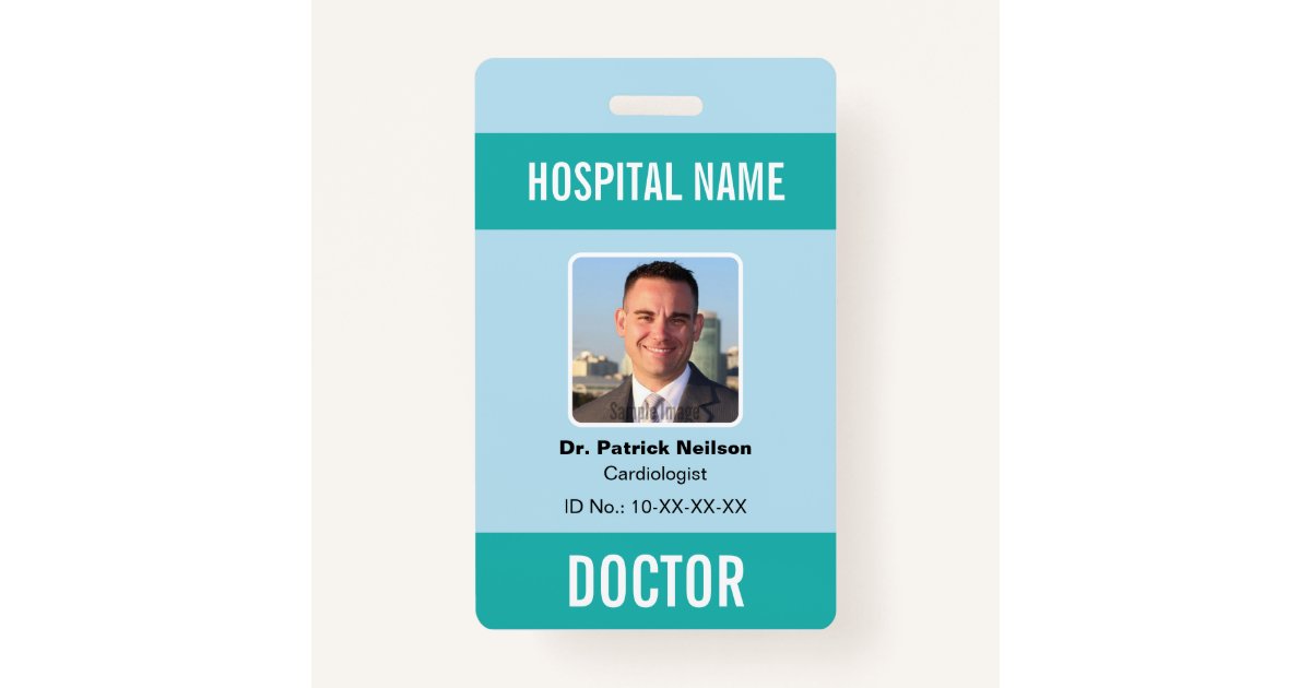 Medical Hospital Clinic Photo ID Badge | Zazzle