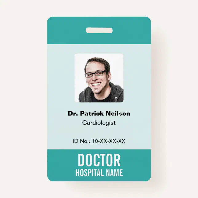 Medical Hospital Clinic Photo ID Badge | Zazzle