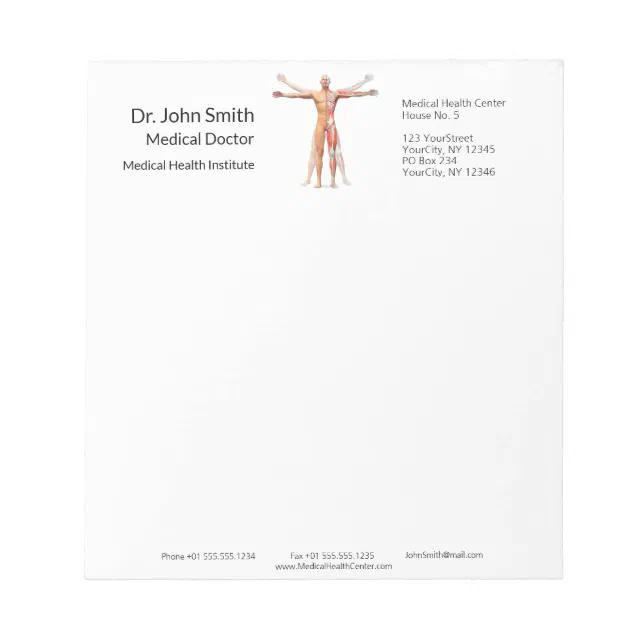 Medical Human Body Skeleton Muscles - Notepad | Zazzle